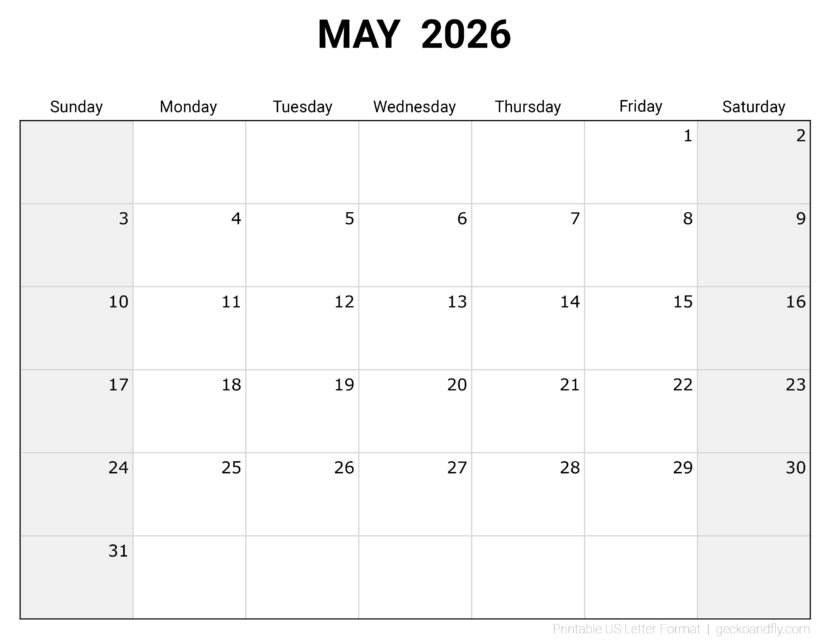 12 Free Printable 2026 Monthly Calendars - Simple & Minimalist Style